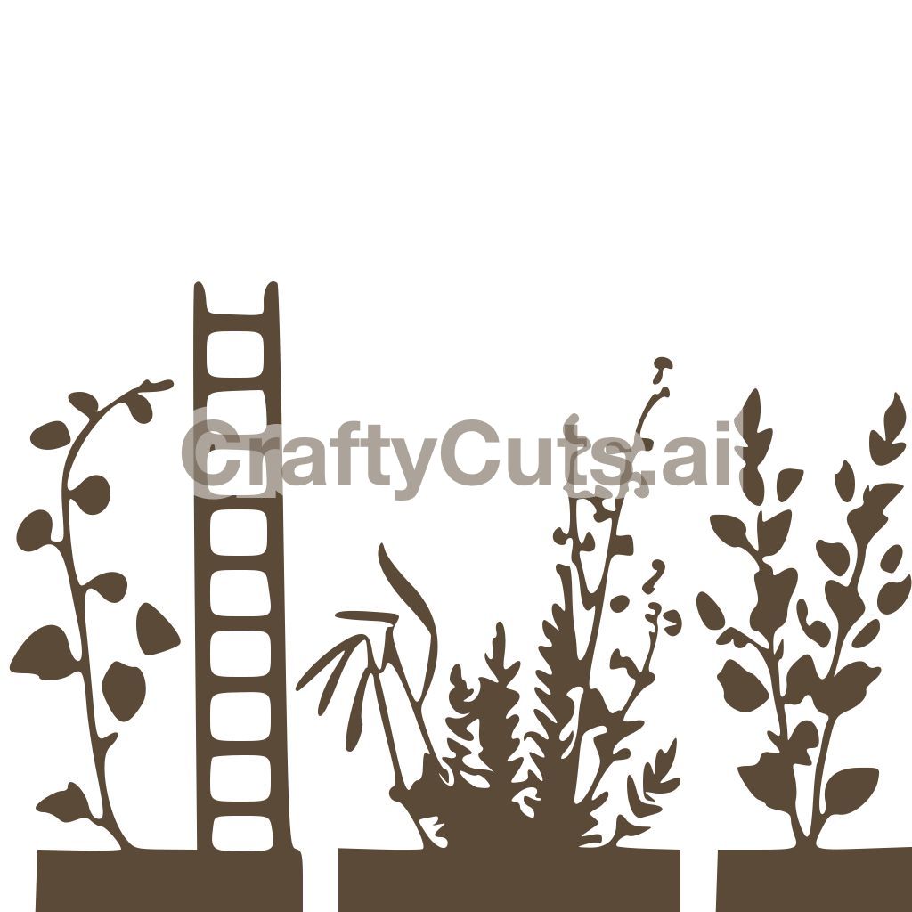 Gardening Border Featuring Rustic Ladders | CraftyCuts.ai