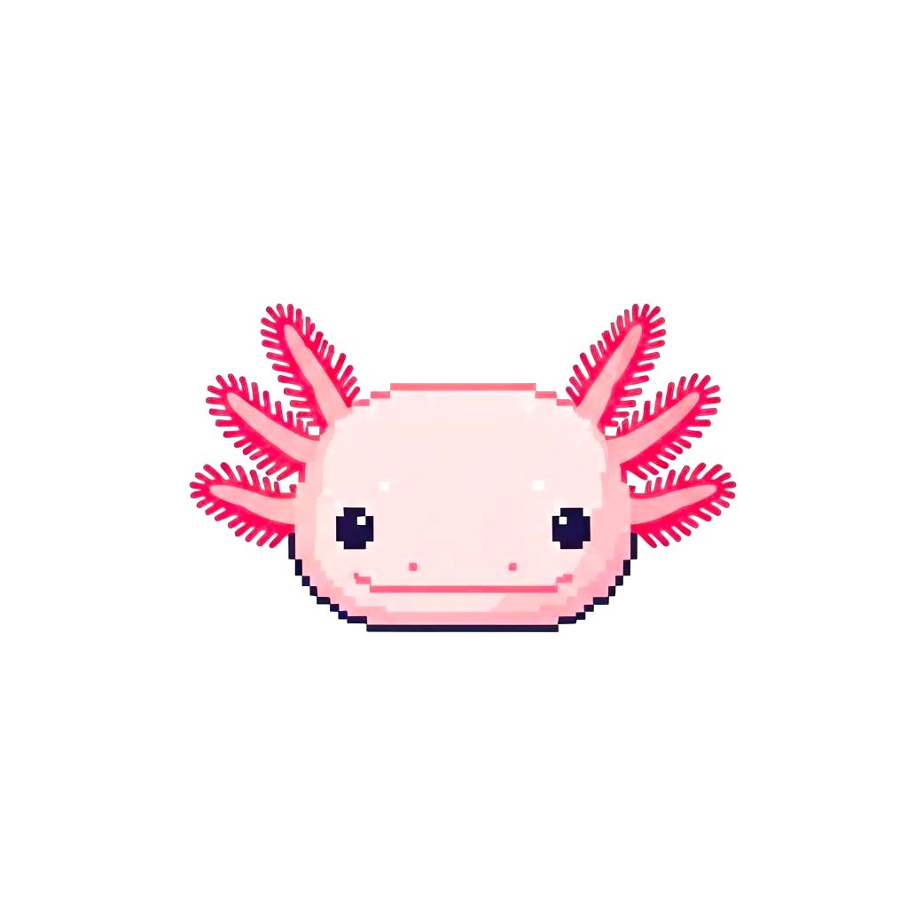 Pixelated Axolotl Face SVG for Crafting Projects | CraftyCuts.ai