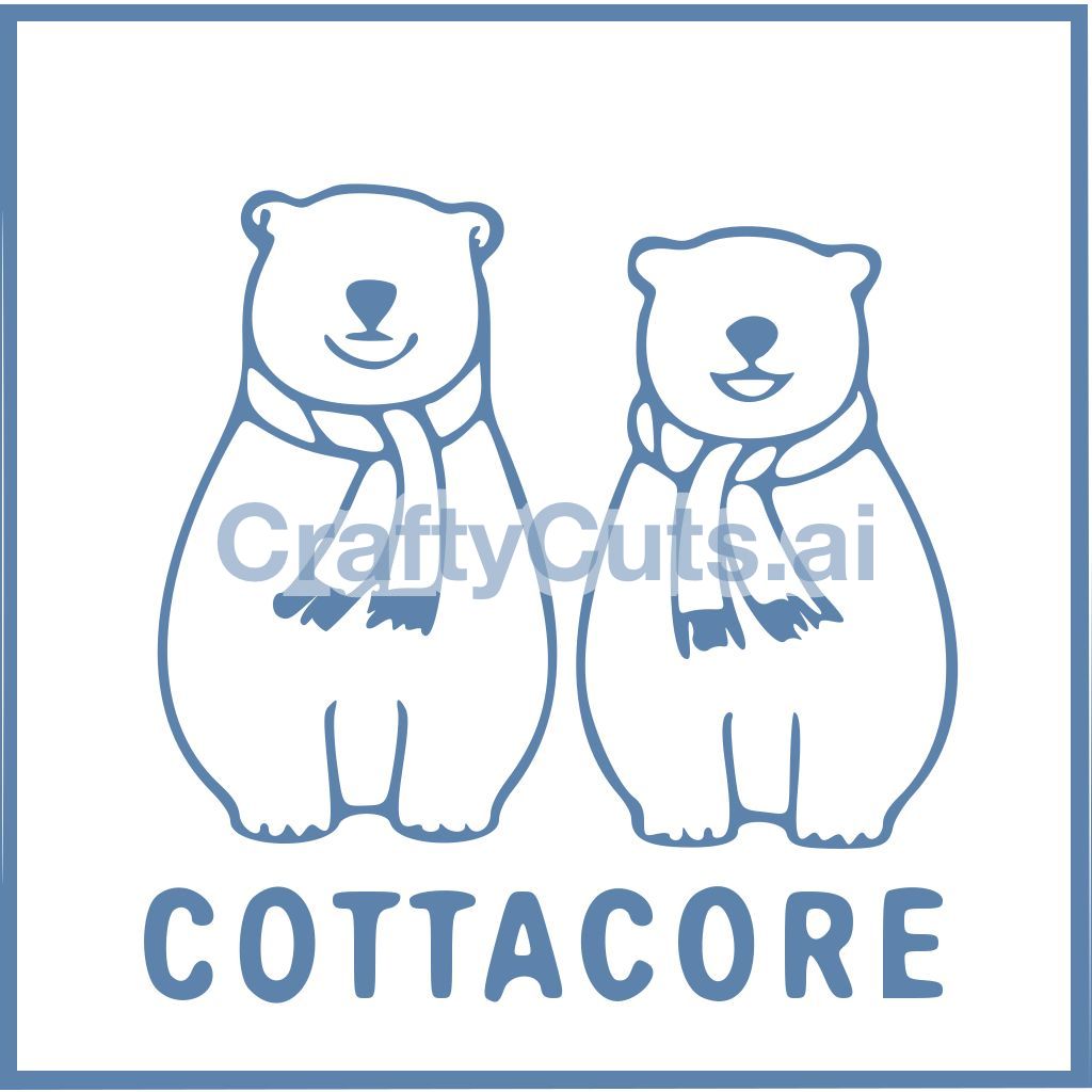 Cottagecore Sign Featuring Polar Bears with Scarves | CraftyCuts.ai