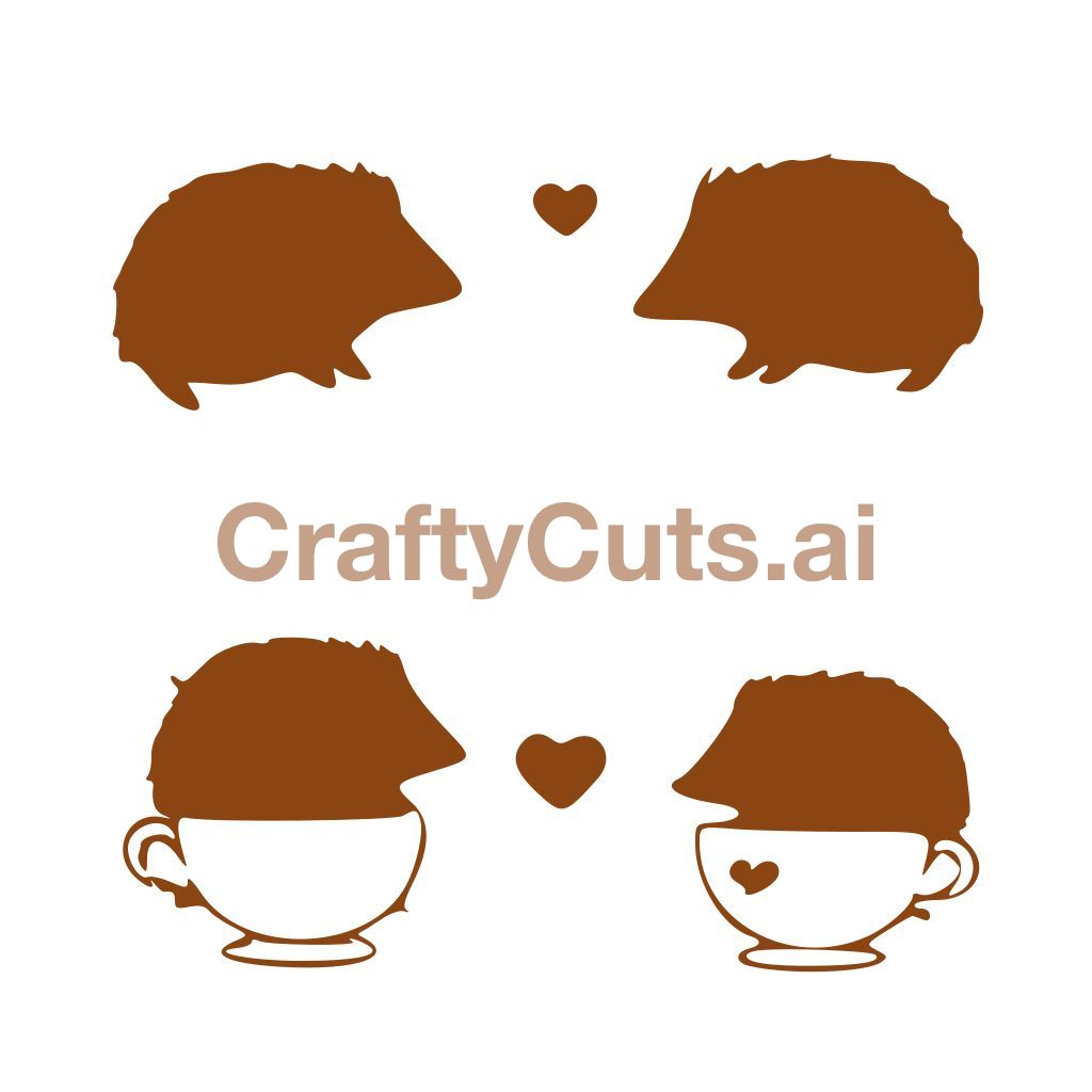 Rustic Frame Featuring Hedgehogs in Teacups | CraftyCuts.ai