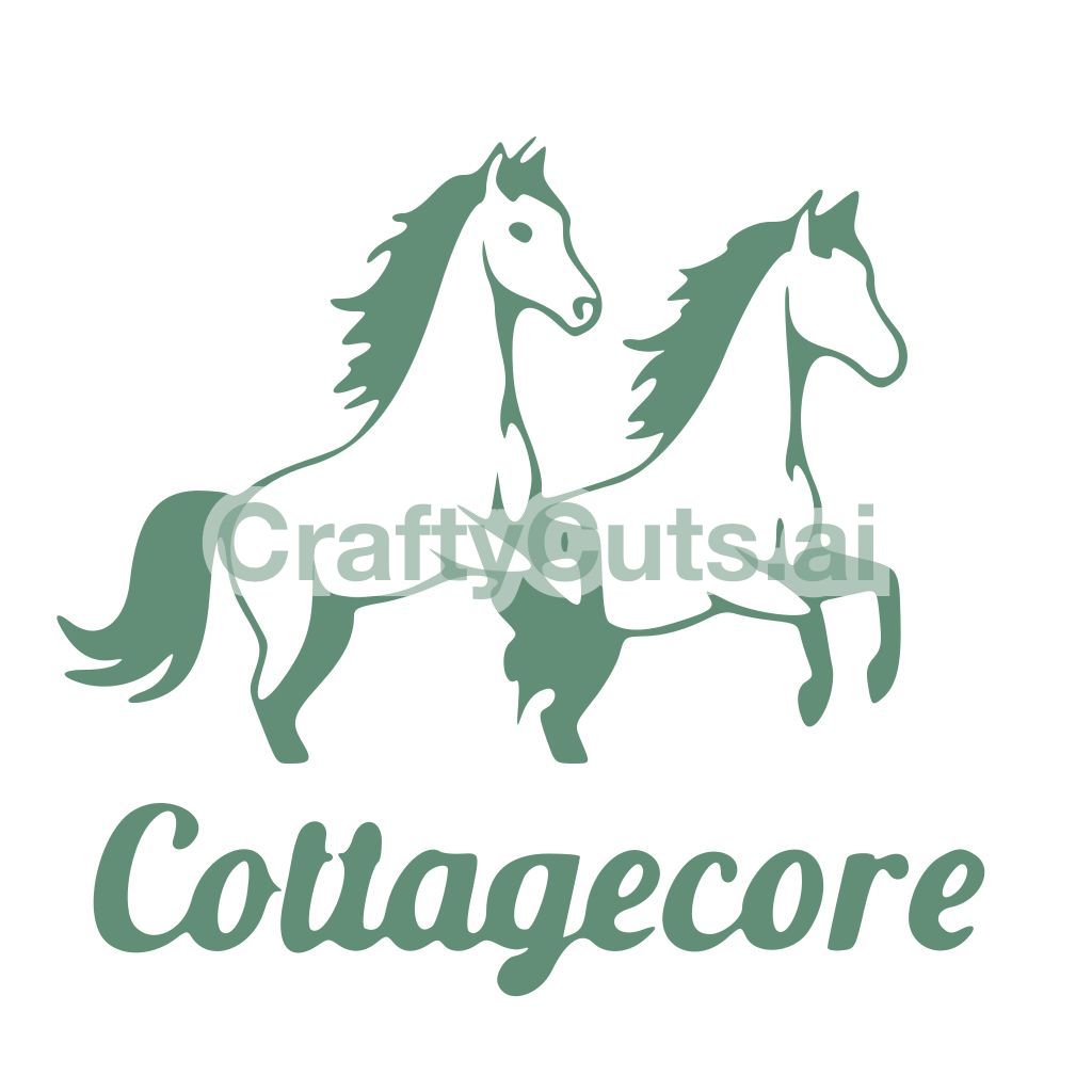 Cottagecore Sign Featuring Horses with Flowing Manes | CraftyCuts.ai