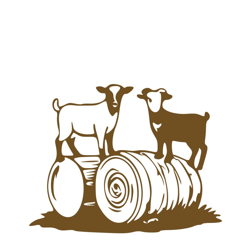 Country Label Featuring Goats on a Hay Bale | CraftyCuts.ai