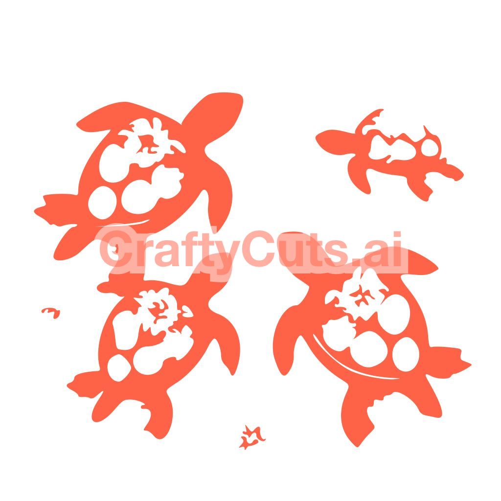 Baking Doily Featuring Turtles with Flowers on Their Shells | CraftyCuts.ai