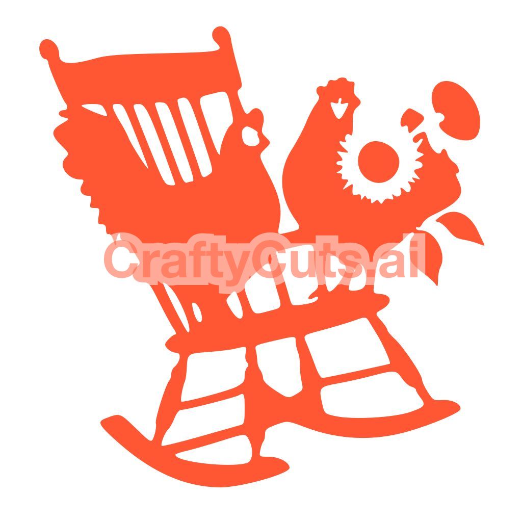 Kitchen Rocking Chair Featuring Chickens with Sunflowers | CraftyCuts.ai