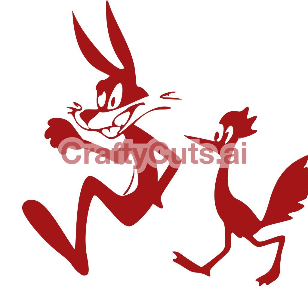 Wile E. Coyote Chasing Road Runner | CraftyCuts.ai