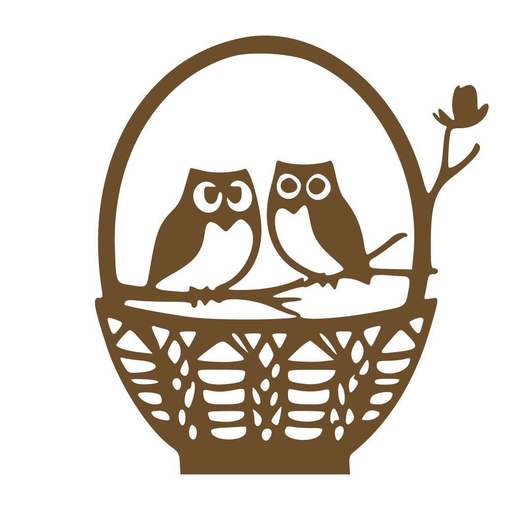 Cottagecore Basket Featuring Owls on Branches | CraftyCuts.ai