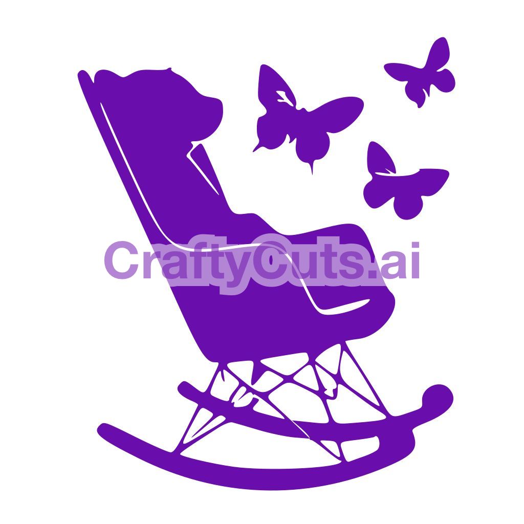 Animals Rocking Chair Featuring Butterflies | CraftyCuts.ai