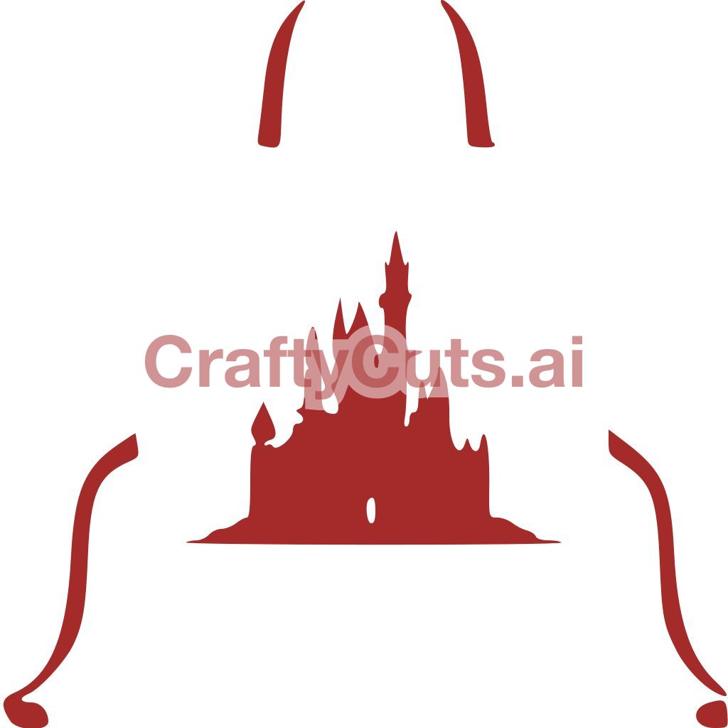Rustic Apron with a Small Fairy Tale Castle Design | CraftyCuts.ai
