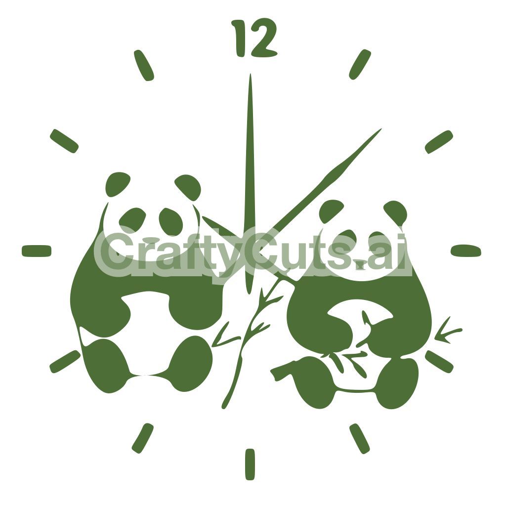 Outdoor Clock Face Featuring Chubby Pandas with Bamboo | CraftyCuts.ai