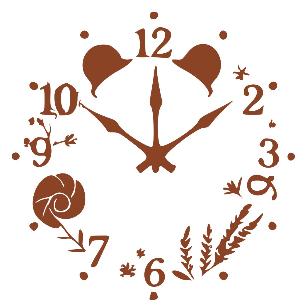 Floral Clock Face Featuring Snails with Flower Shells | CraftyCuts.ai