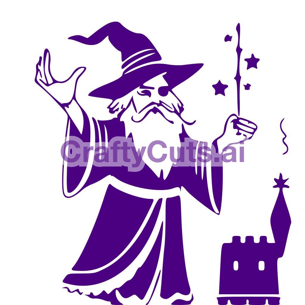 Wizard Casting Spell with Magical Symbols | CraftyCuts.ai