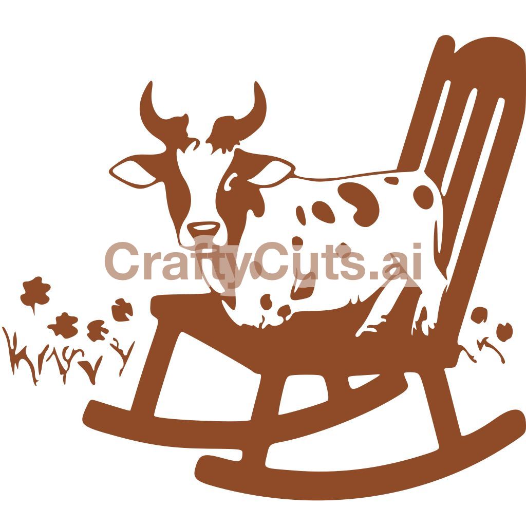 Gardening Rocking Chair Featuring Cows with Flower Crowns | CraftyCuts.ai