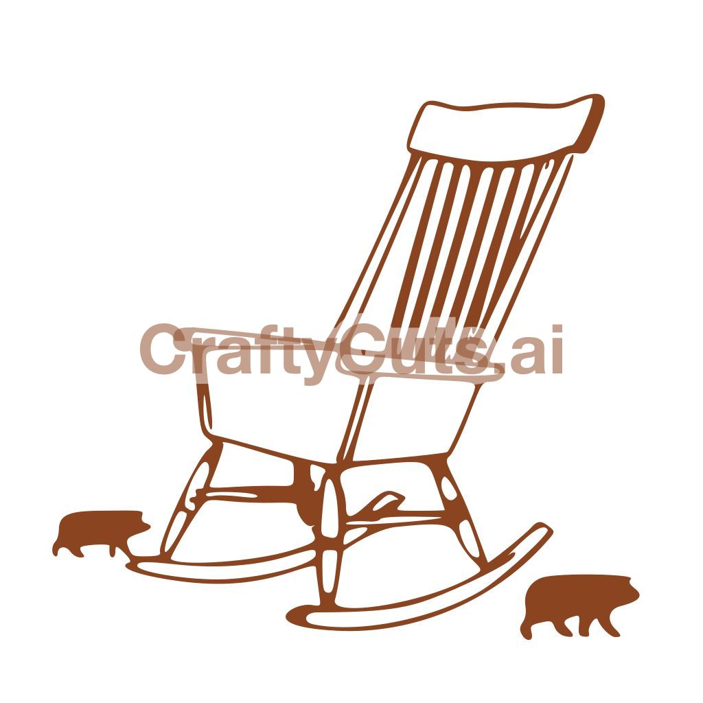 Gardening Rocking Chair Featuring Pigs Playing in the Mud | CraftyCuts.ai