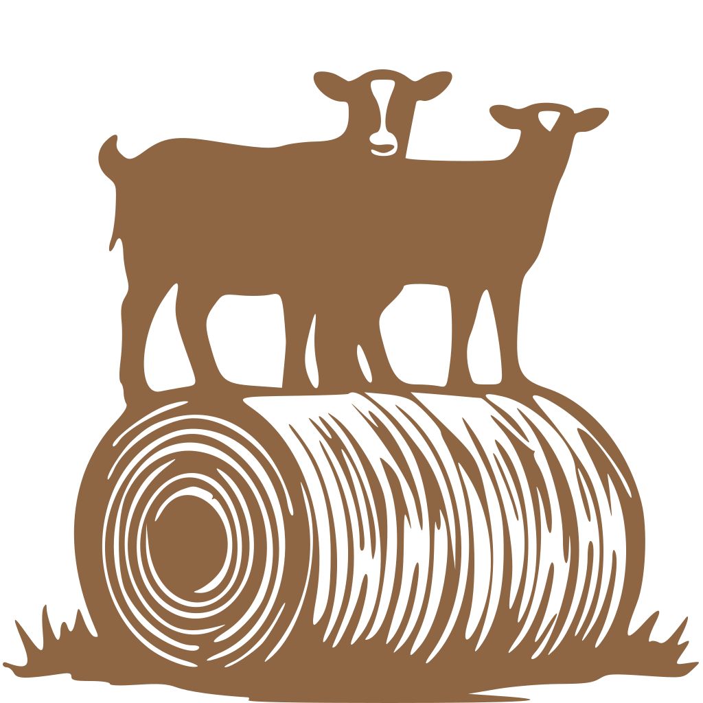 Country Label Featuring Goats on a Hay Bale | CraftyCuts.ai