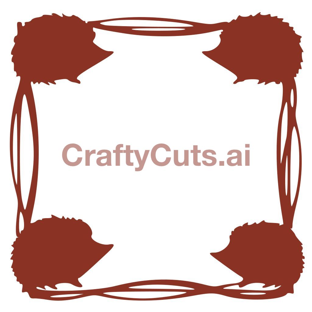 Rustic Frame Featuring Hedgehogs in Teacups | CraftyCuts.ai