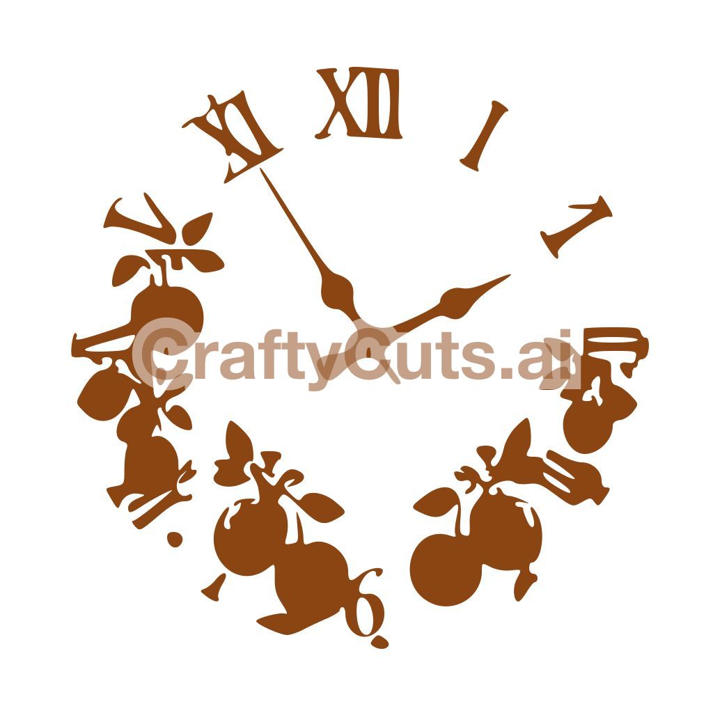 Rustic Clock Face Featuring Apple Orchards | CraftyCuts.ai