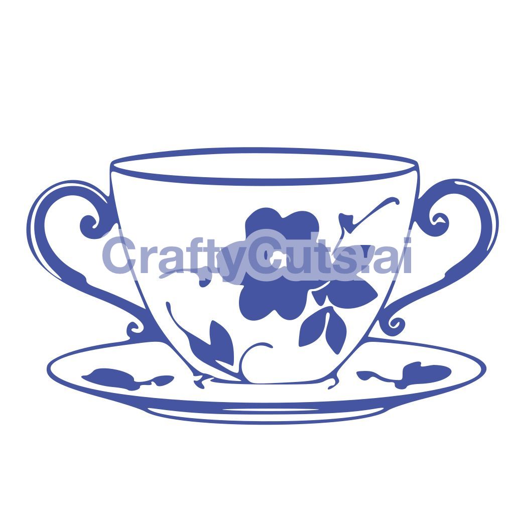 A Delicate Teacup with Floral Pattern | CraftyCuts.ai