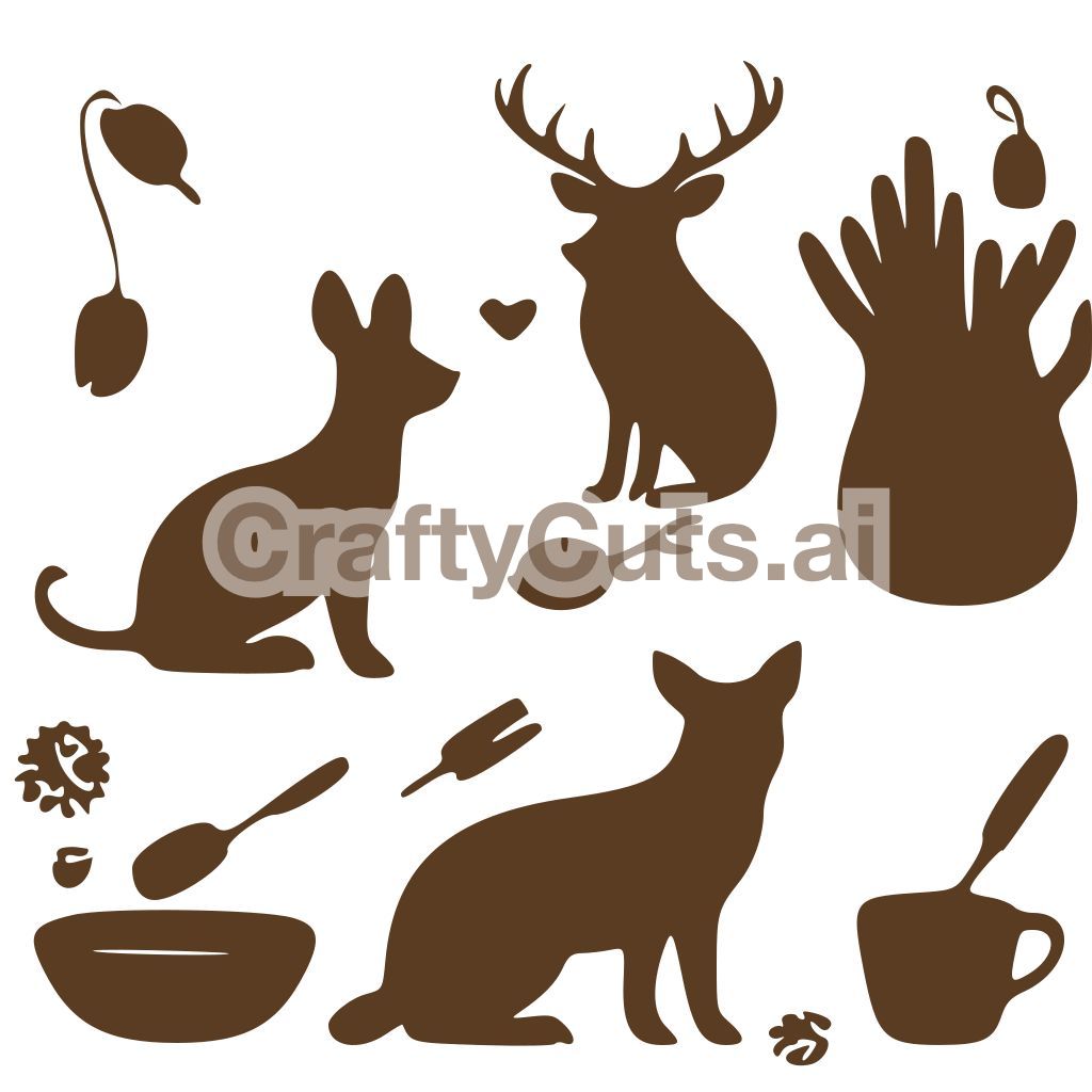 Woodland Animals with Baking Tools | CraftyCuts.ai