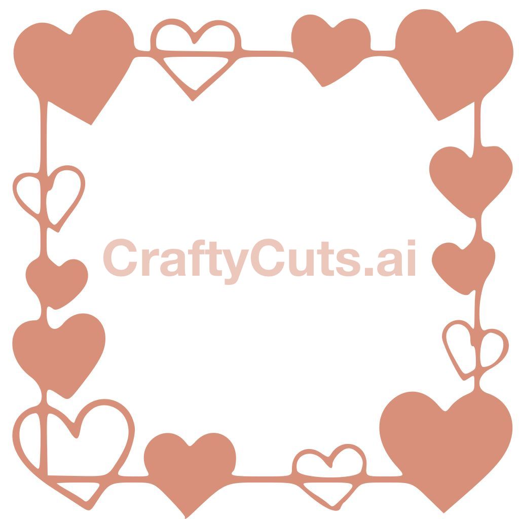 Cottagecore Frame Featuring Patchwork Hearts | CraftyCuts.ai