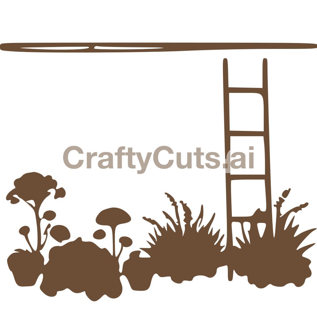 Gardening Border Featuring Rustic Ladders | CraftyCuts.ai