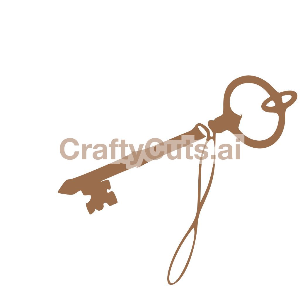 Antique Key with Ribbon | CraftyCuts.ai