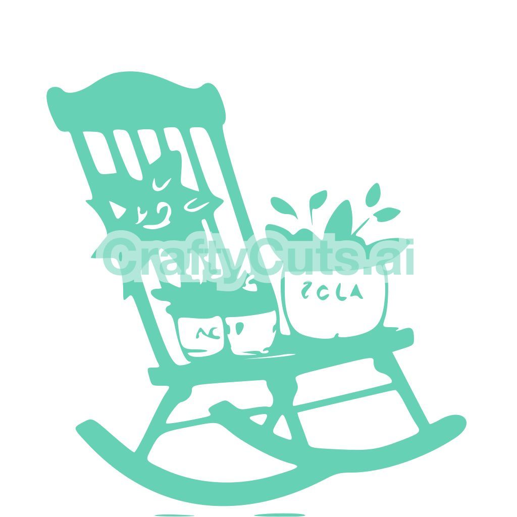 Floral Rocking Chair Featuring Potted Herbs | CraftyCuts.ai