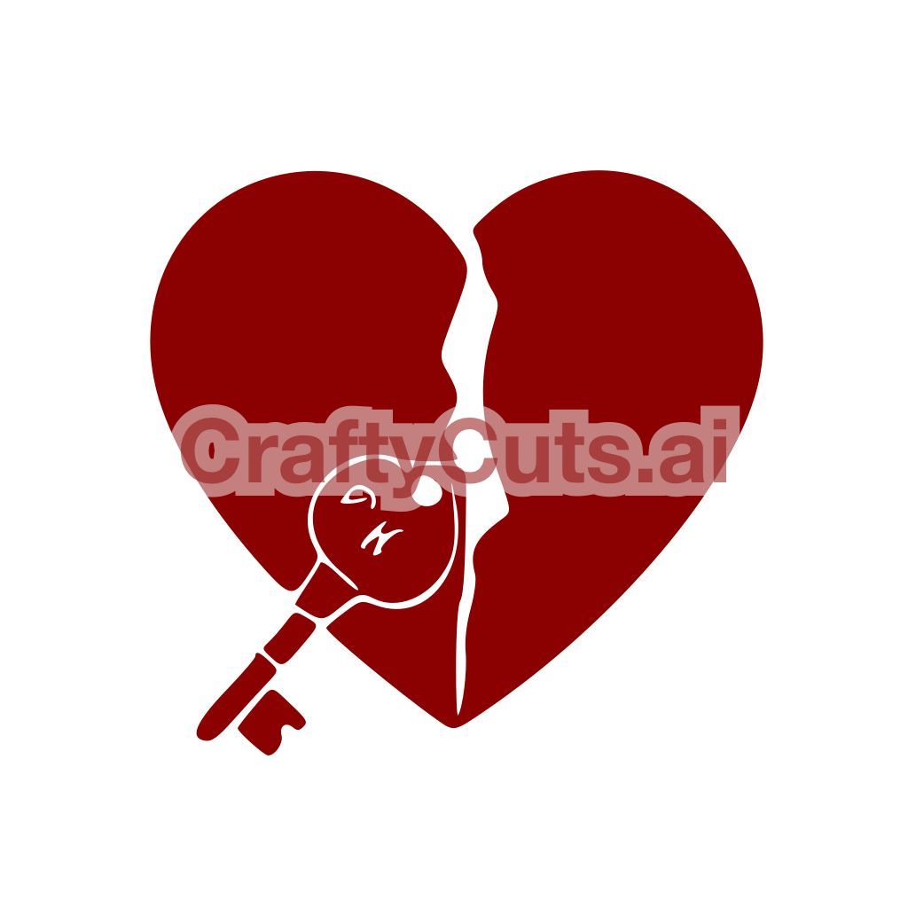 A Broken Heart with a Key | CraftyCuts.ai