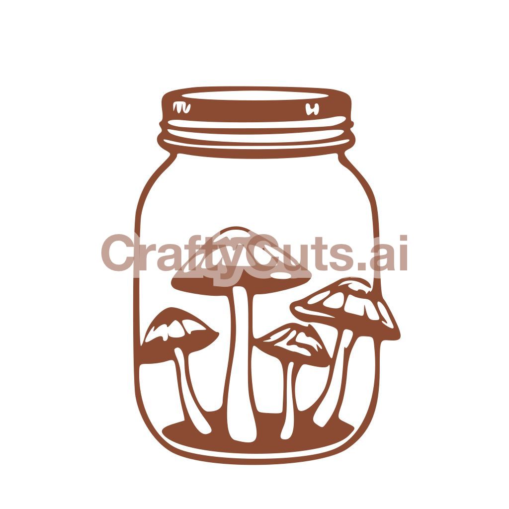 Cottagecore Jar Featuring Mushrooms | CraftyCuts.ai
