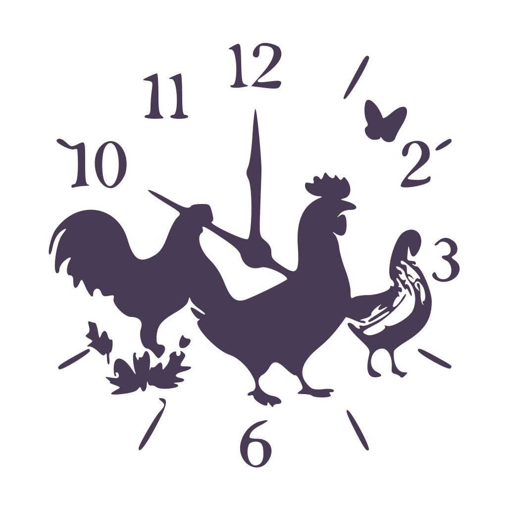 Nature Clock Face Featuring Chickens and Roosters | CraftyCuts.ai