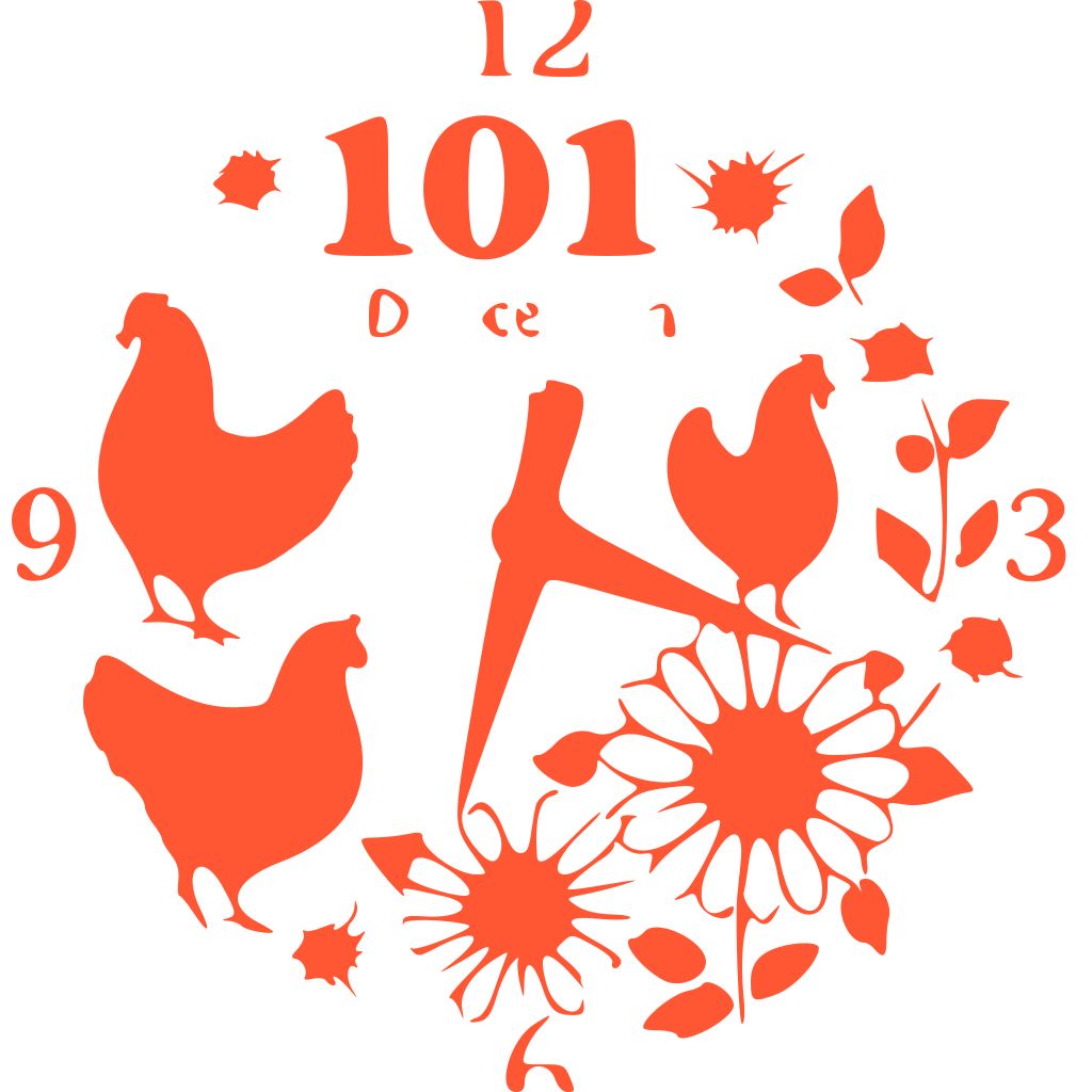Floral Clock Face Featuring Chickens with Sunflowers | CraftyCuts.ai